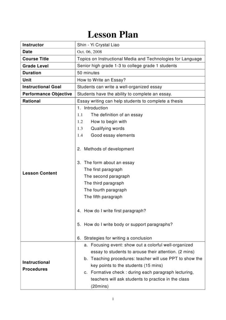 Crystal How To Write An Essay Lesson Plan With Images Writing ...