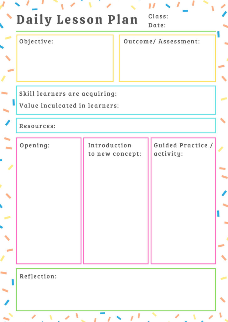 Daily Lesson Plan Template Printable Teaching Resources | Printable ...