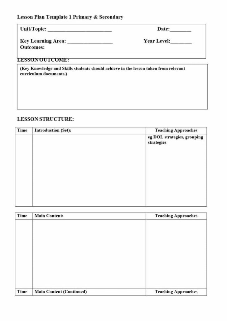 Download Unit Plan Template 11 Lesson Plan Template Free Editable ...
