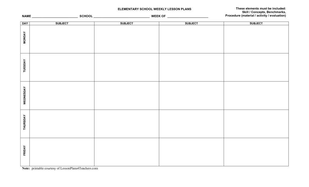 Free Printable Blank Lesson Plan Template Lesson Plan Template Free ...