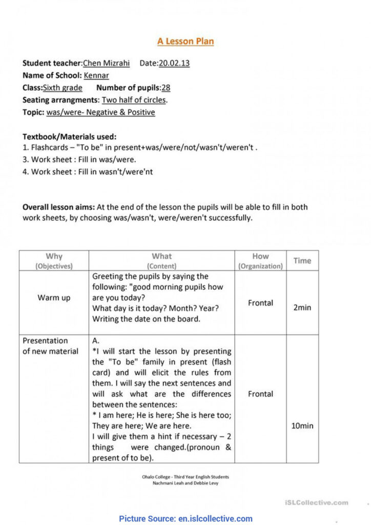 Good English Lesson Plan In Grade 3 Was Were Lesson Plan Worksheet ...