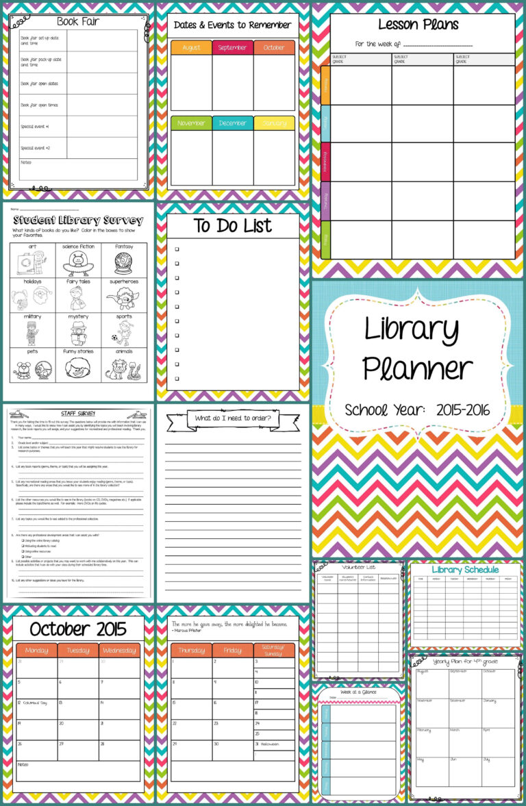 Library Lesson Plan Template Luxury School Library Planner Library ...
